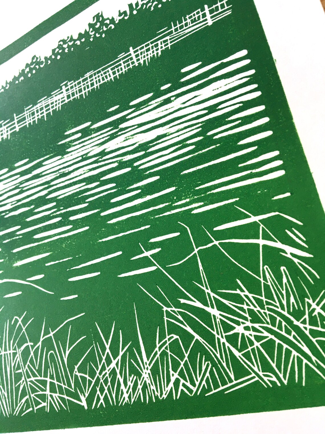 River Lines Riverbank Water Rivers Art Print Lino Print - Etsy