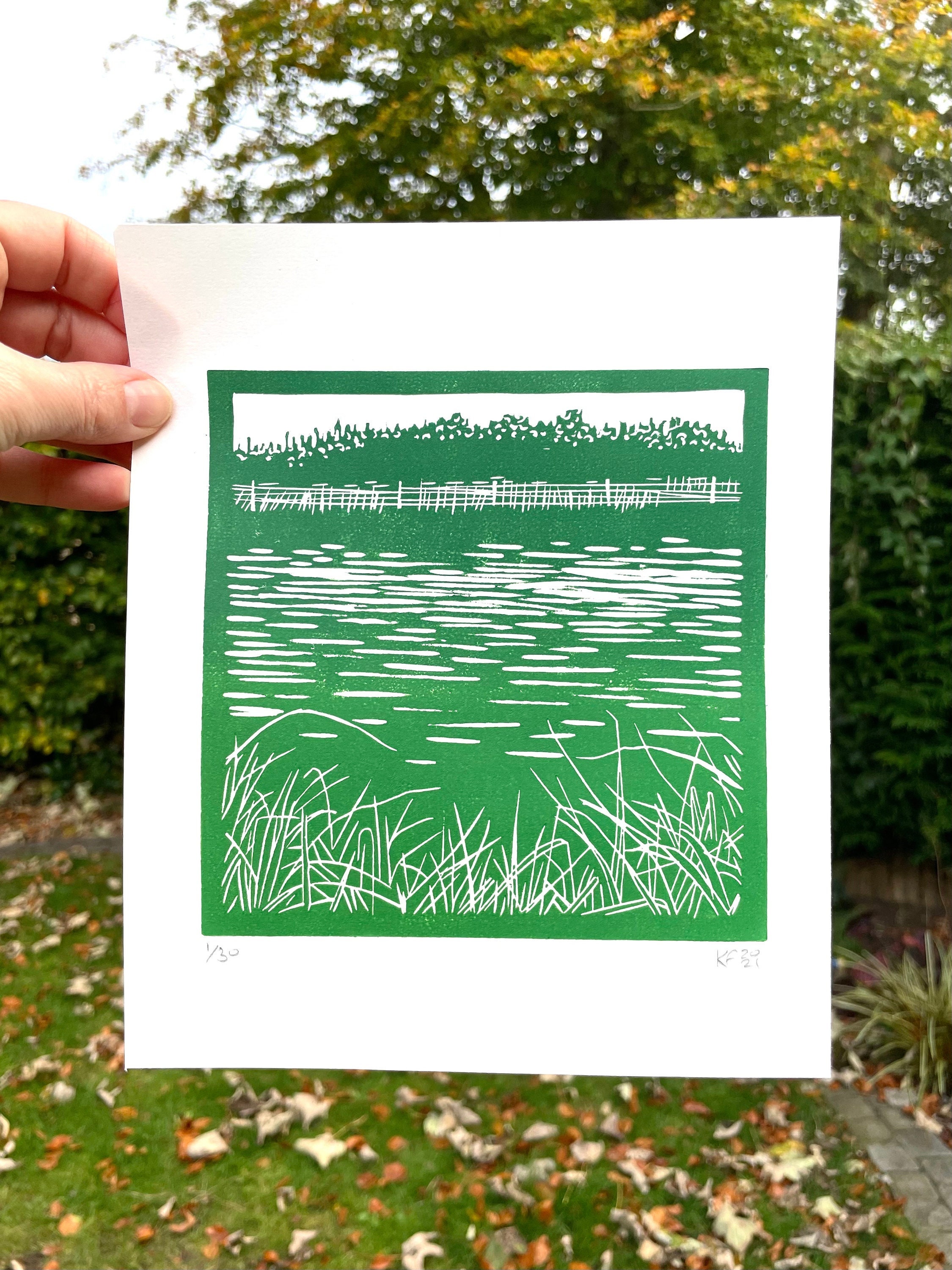 River Lines Riverbank Water Rivers Art Print Lino Print - Etsy