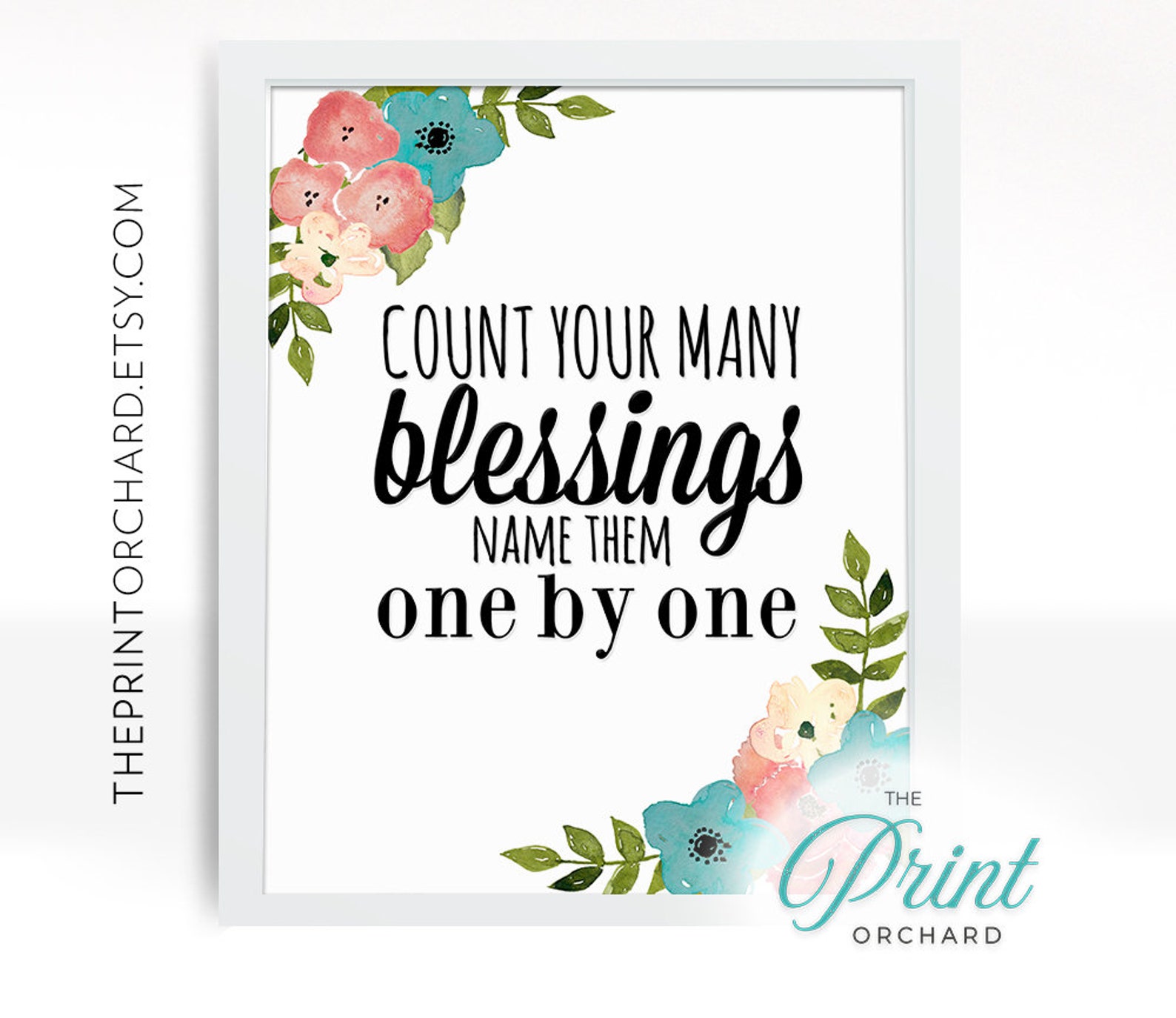Count Your Many Blessings Hymn Christian Quote God Faith Spiritual Teal ...
