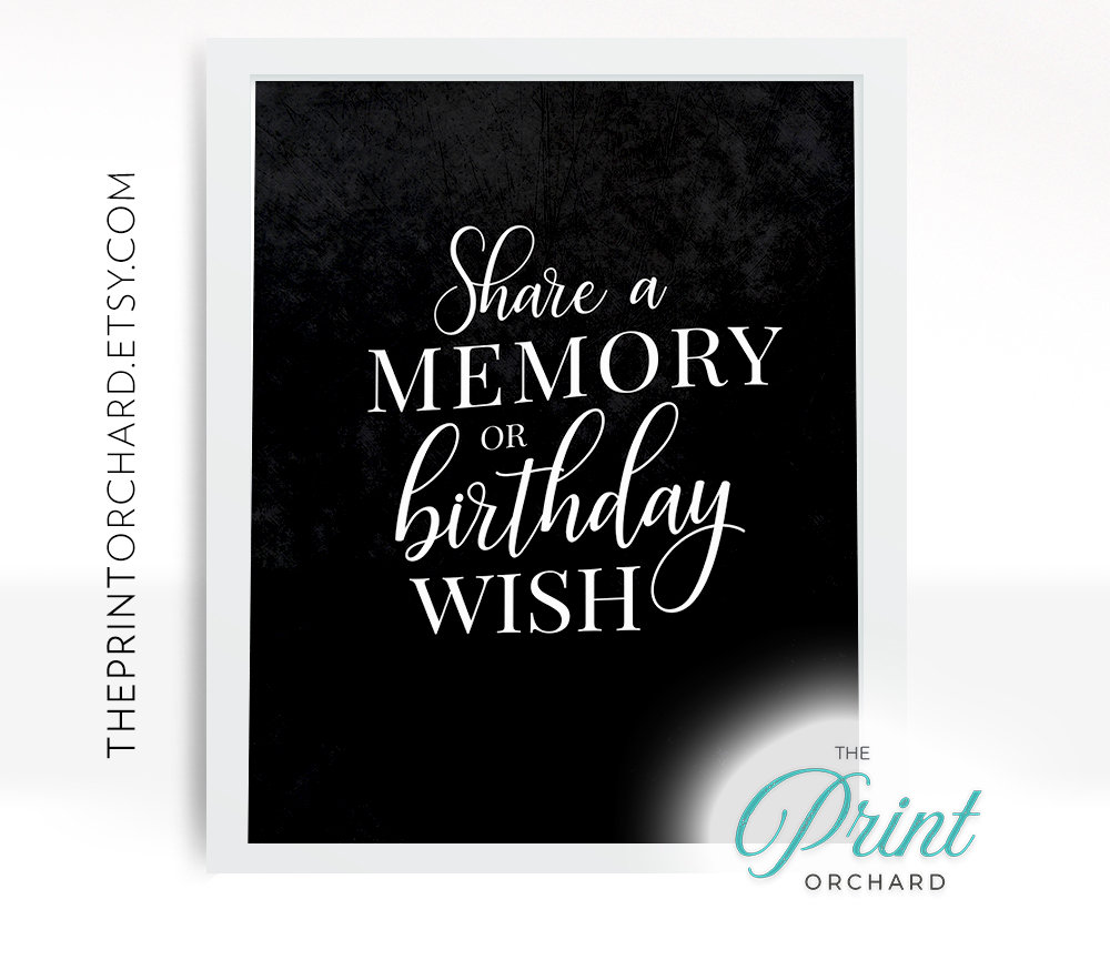 Share a Memory or Birthday Wish Sign, Party Printable, Chalk Birthday ...