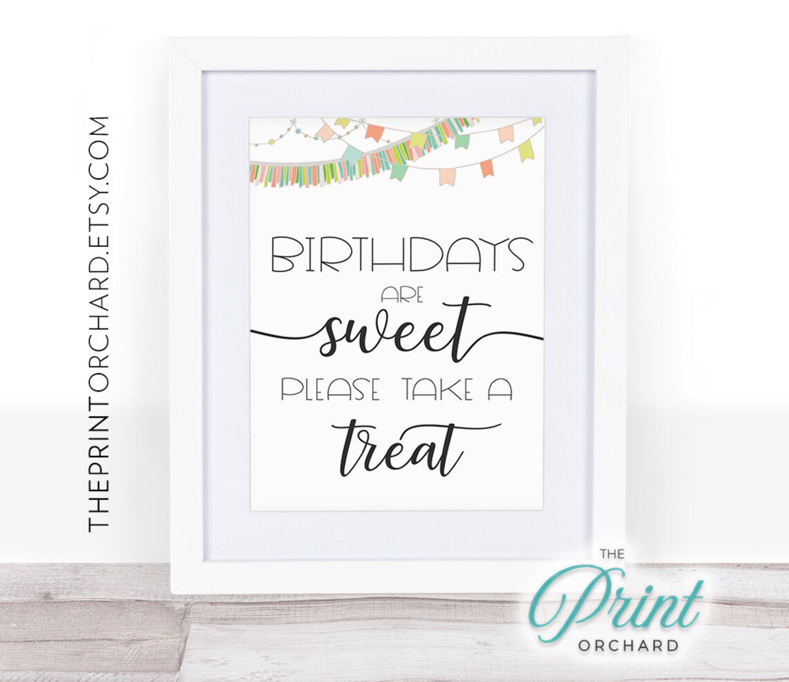 Birthday Party Sign - Birthday Printable Bday Favors Sign Please Take a ...
