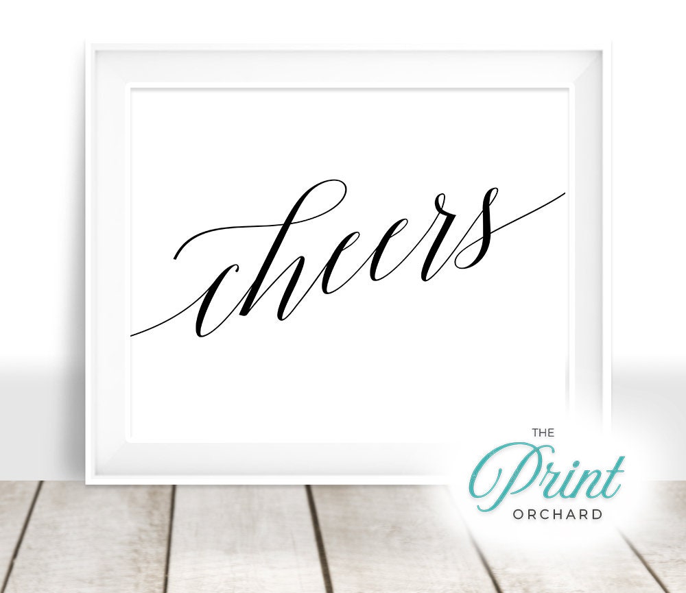 Cheers Champagne Sign, Party Printable, Toasting Sign, Wedding Sign ...