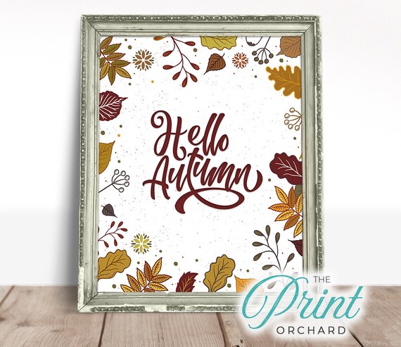 Hello Autumn Sign Hello Fall Printable Fall Decor Autumn - Etsy
