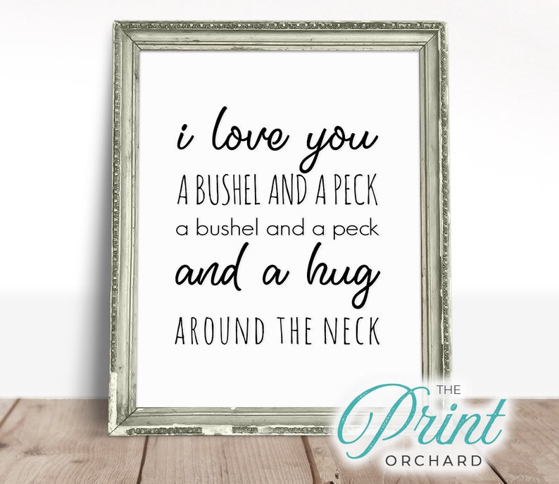 I Love You A Bushel and A Peck Valentine's Day Love Art Wall Decor ...