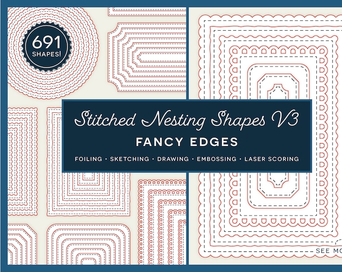 Stitched Nesting Shapes V2 Fancy Stitches Card Making Paper Crafts Single Line Foil Sketch Draw ...