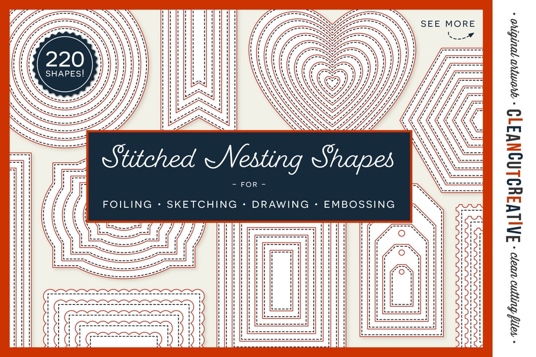 Stitched Nesting Shapes SVG | Card Making Paper Crafts | Single Line ...