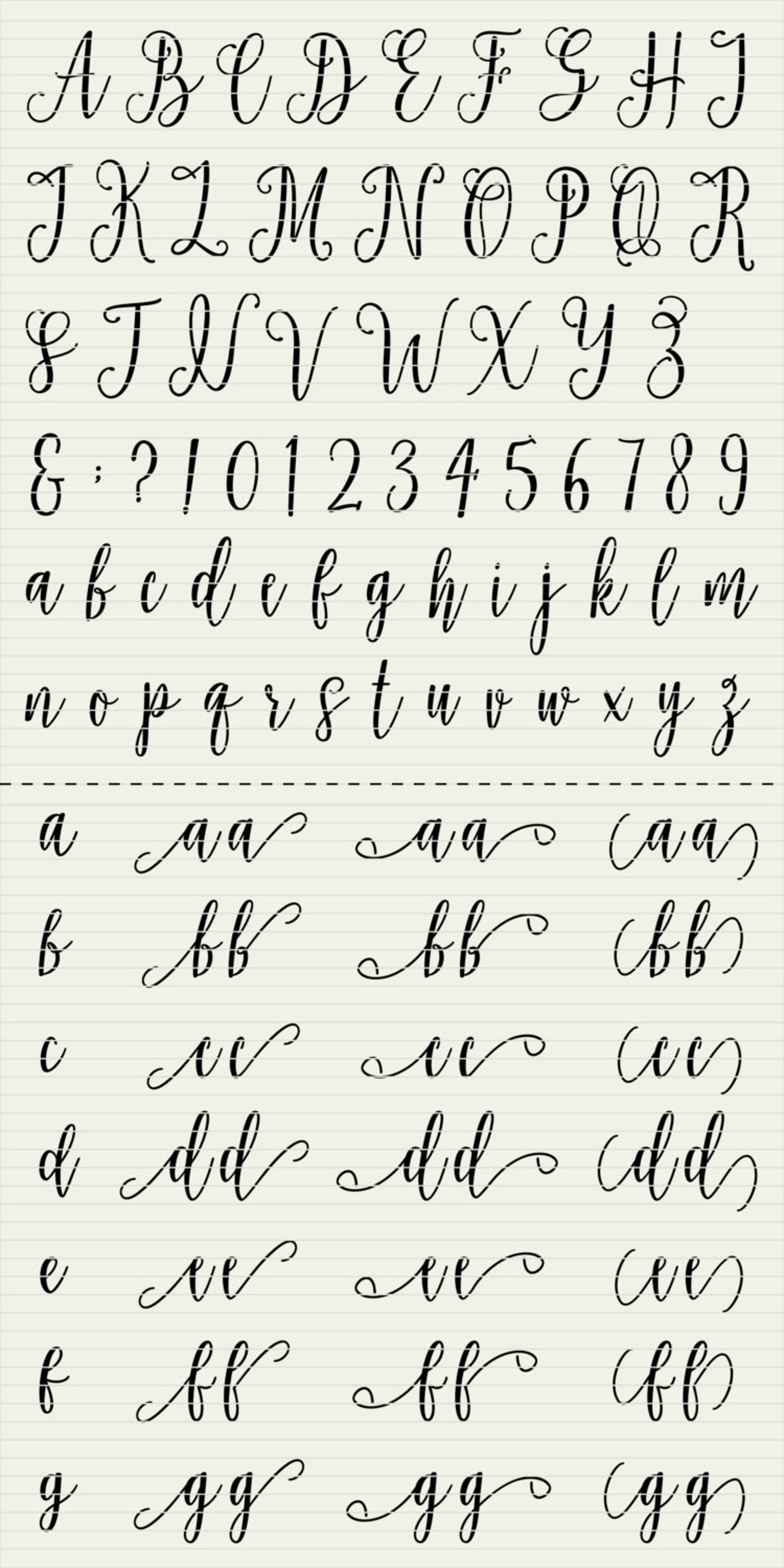 Full Alphabet SVG Fonts Cutfile Modern Handwriting Calligraphy Script ...