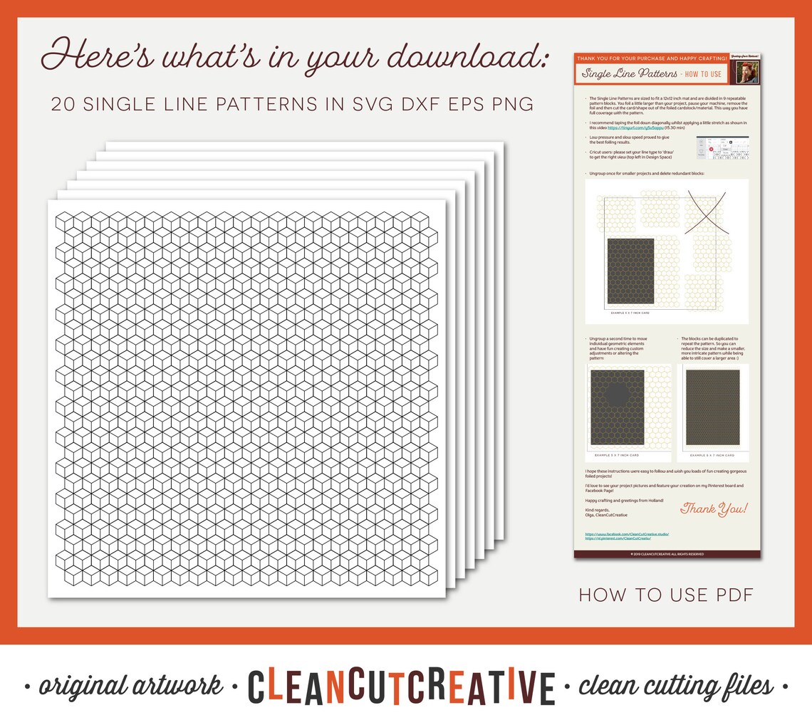 SVG Foil Quill Designs 20 Geometric Single Line Patterns - Etsy Australia