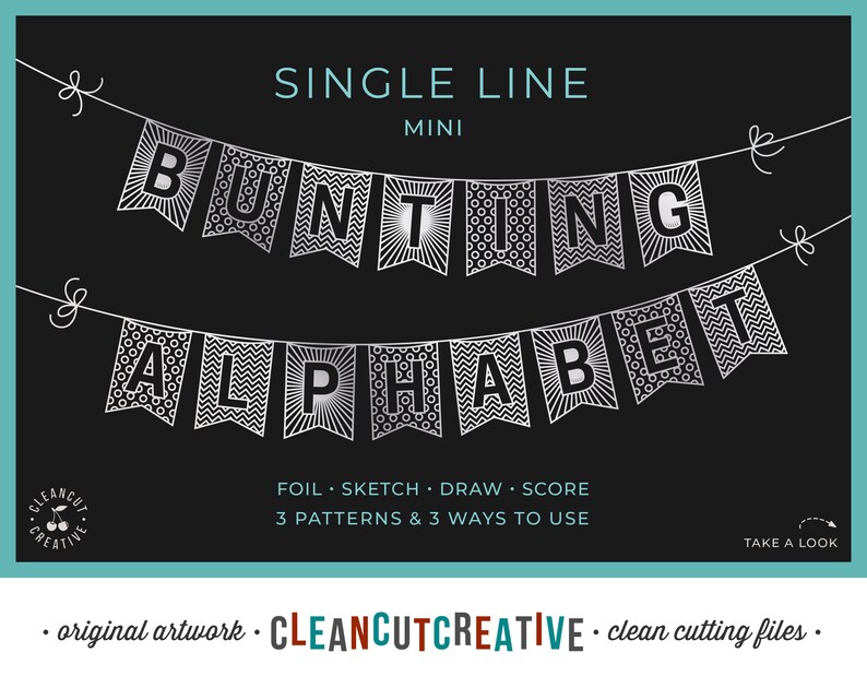 Foil Quill FLAG BANNER Svg ALPHABET Bunting Single Line Foil - Etsy