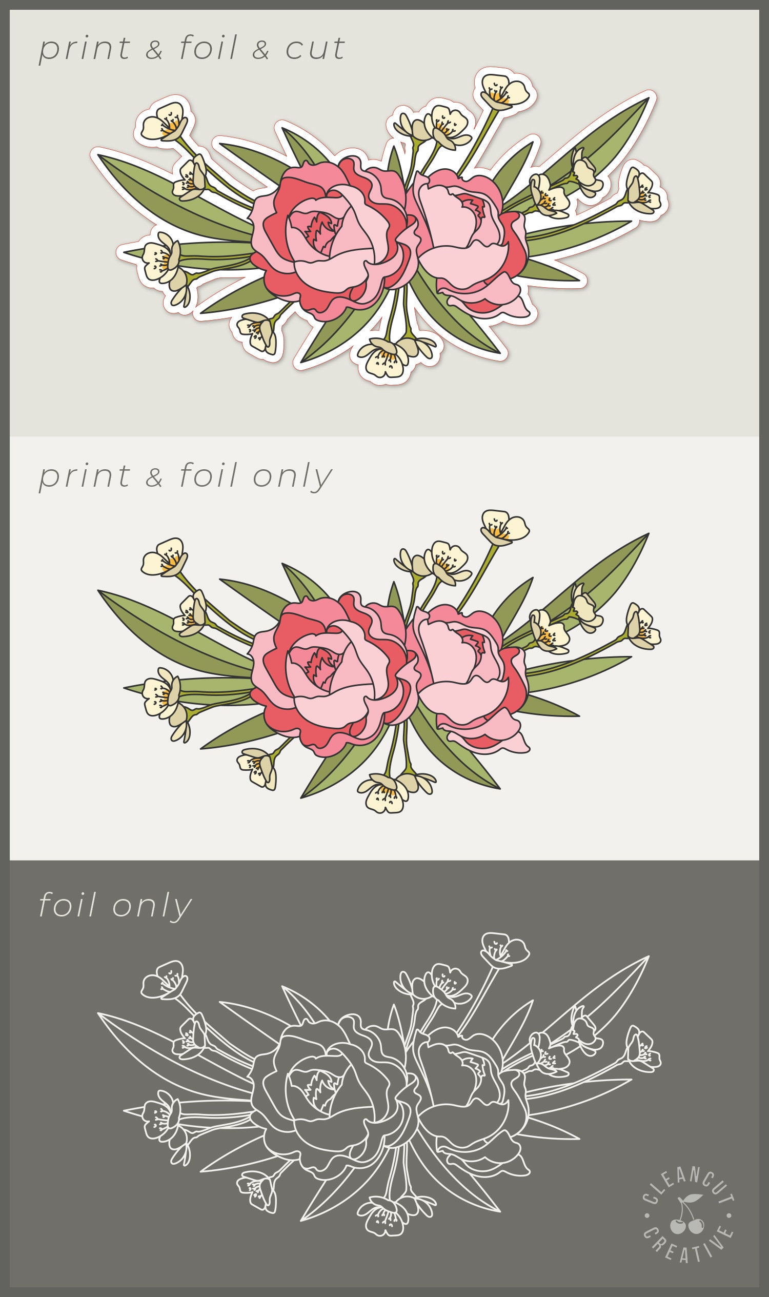 SVG Foil Quill Flowers Svg Print Foil Cut Designs for | Etsy