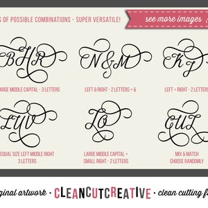 Elegant Script SVG Monogram Fonts Dxf Eps Swash Wedding Anniversary ...