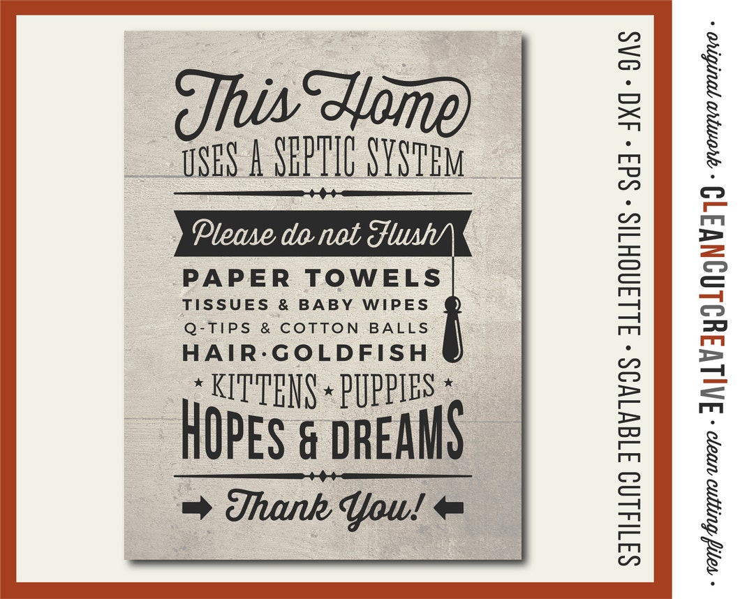 SVG Bathroom Sign Septic System - Do Not Flush Hopes & Dreams Svg ...