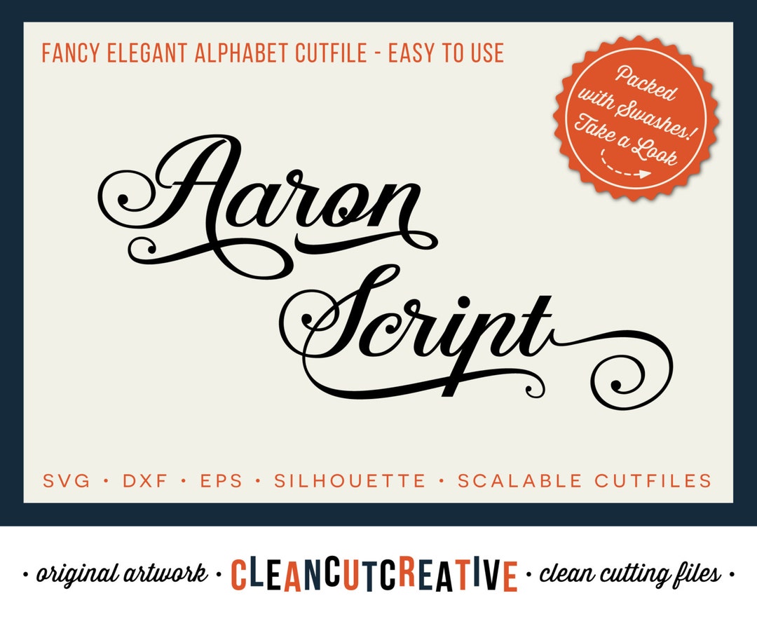 Aaron Script Full Alphabet SVG Fonts Cutfile Fancy Elegant Script ...