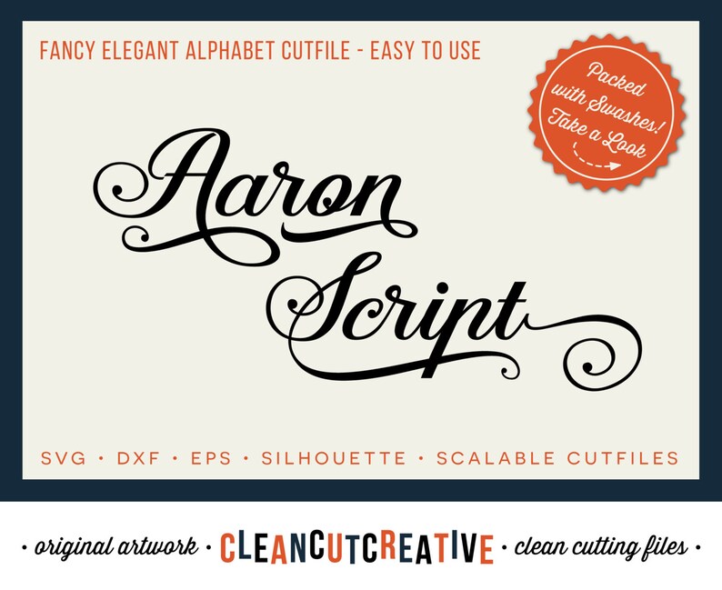 Aaron Script Full Alphabet SVG Fonts Cutfile Fancy Elegant - Etsy