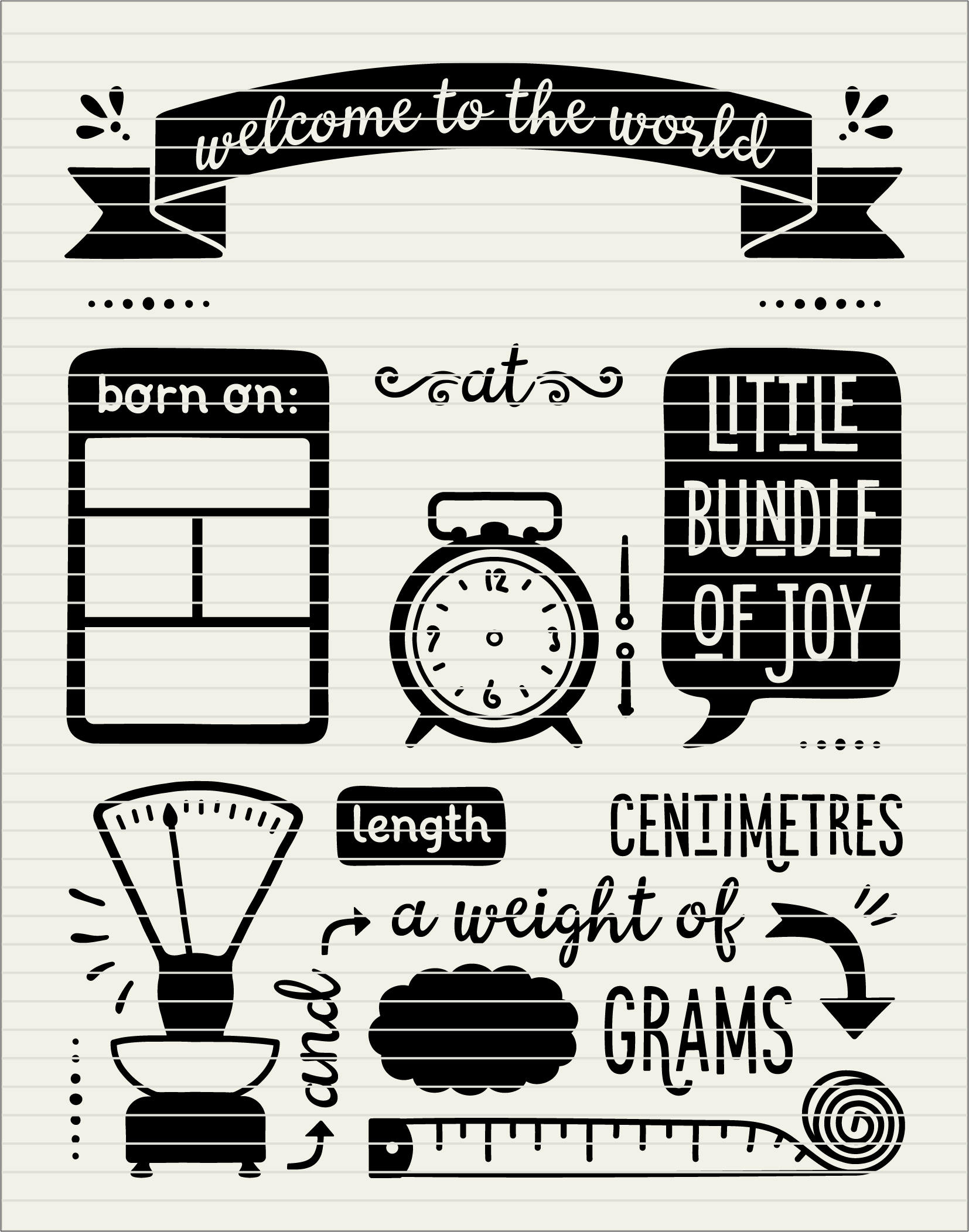 Metric Birth Announcement Stencil SVG Birth Stats Template Svg - Etsy