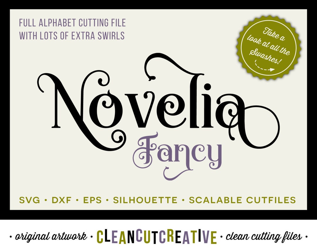 Full Alphabet SVG Fonts Cutfile Fancy Curls Cricut Font DXF EPS ...
