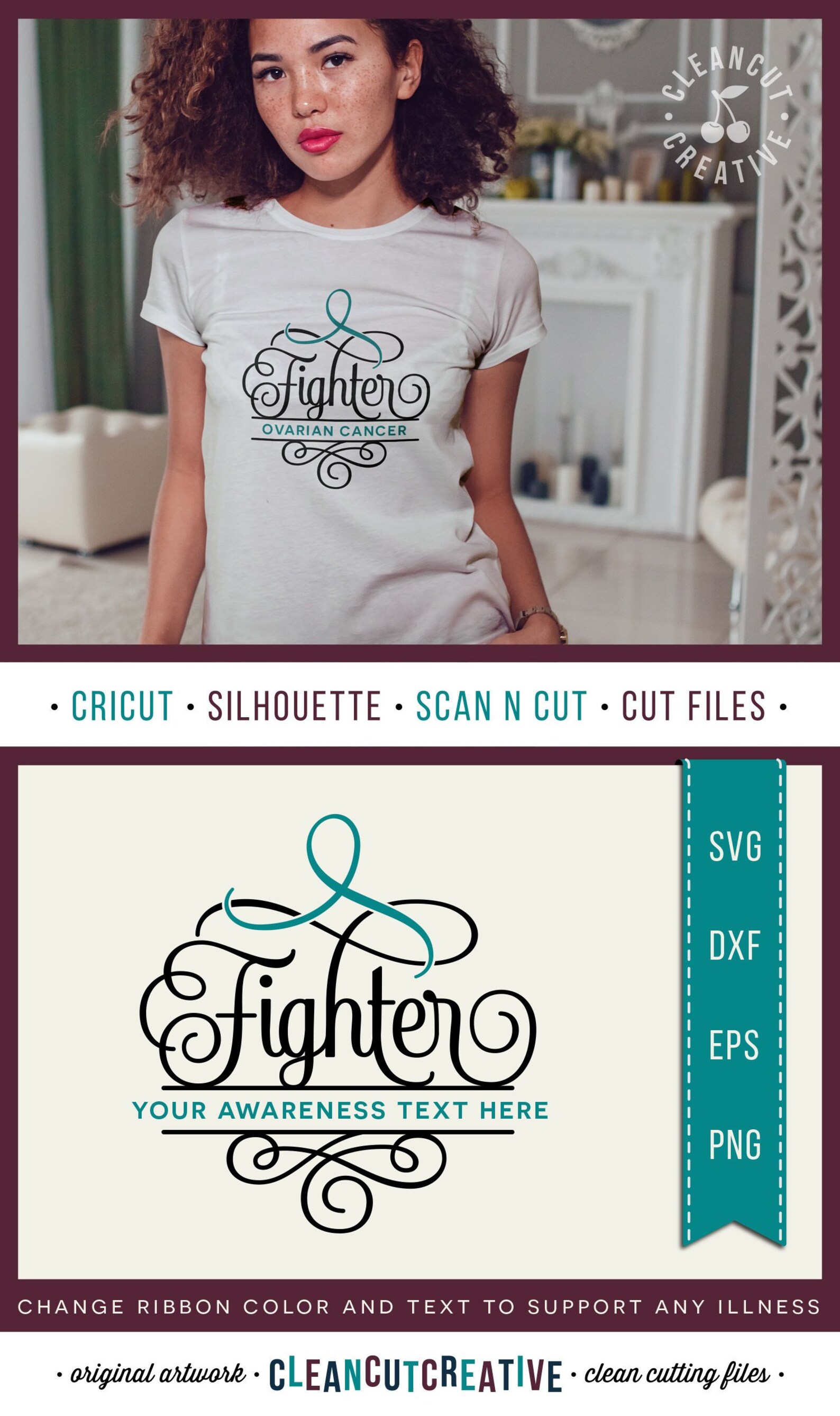 Svg FIGHTER Svg Cancer Ribbon Svg Cancer Awareness Svg Split - Etsy