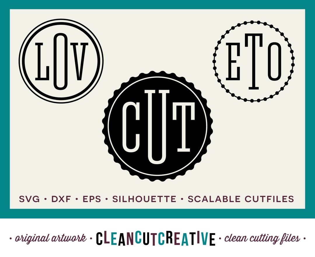 SVG Round 3 Letter Monogram Font Svg DXF EPS - Modern Fashion Style ...