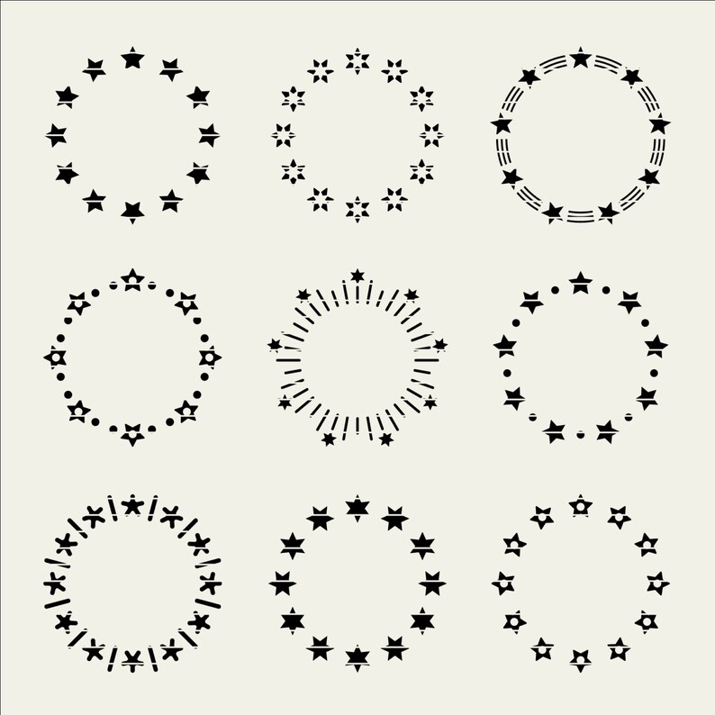 SVG Star Monogram Frames Svg Round Monograms Stars DXF EPS | Etsy