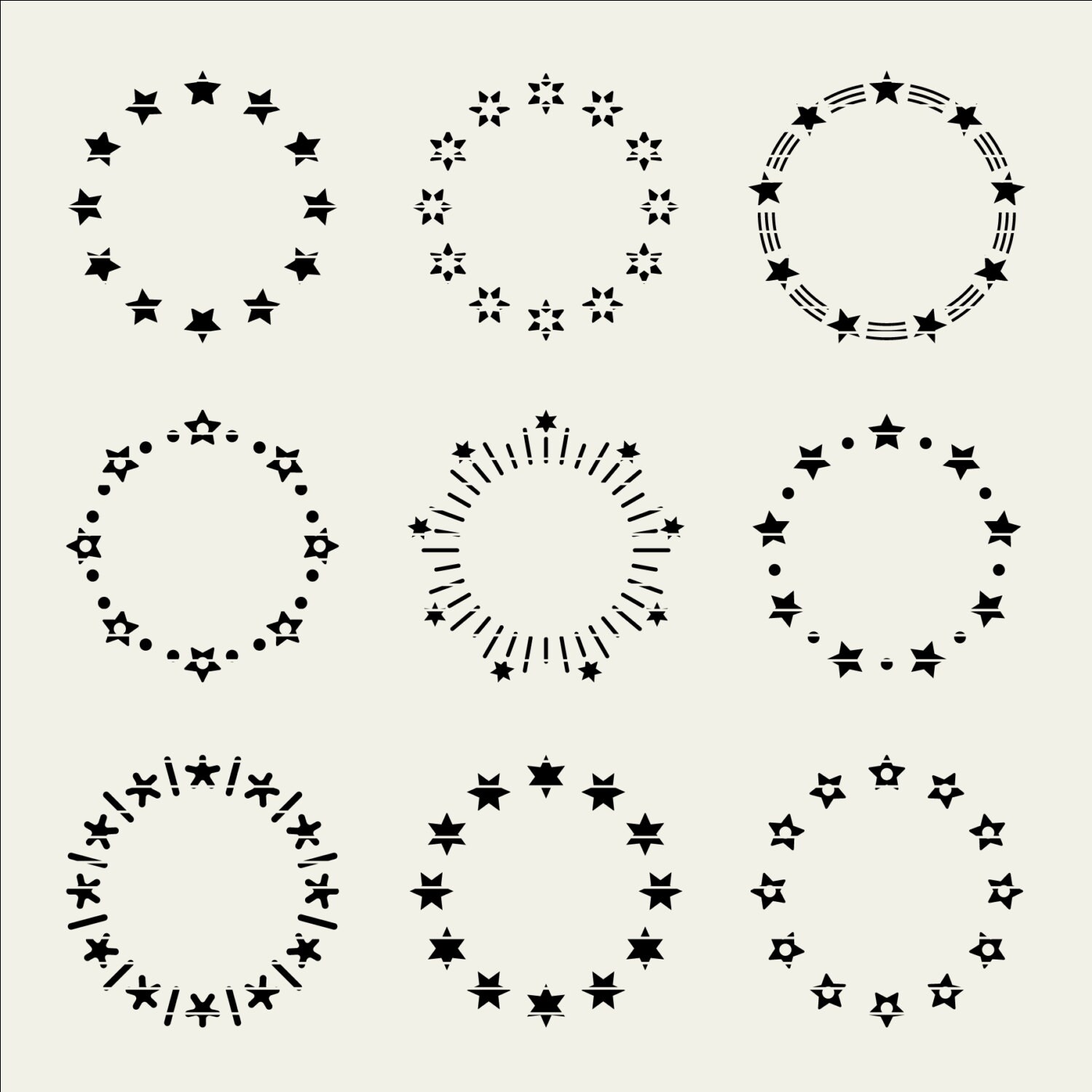 SVG Star Monogram Frames svg Round Monograms stars DXF EPS | Etsy