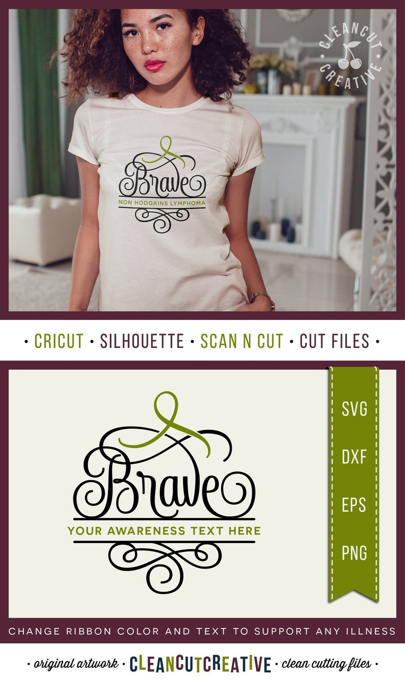 Svg BRAVE Svg Cancer Ribbon Svg Cancer Awareness Svg Split Design Any ...