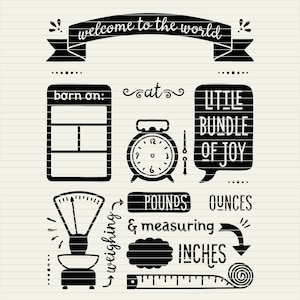 SVG Birth Stats Template Svg Birth Announcement Svg Baby Stats Svg ...