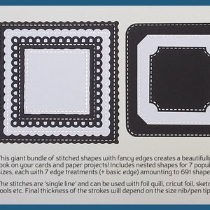 Stitched Nesting Shapes V3 Fancy Edges | Card Making Paper Crafts | Single Line Foil Sketch Draw ...