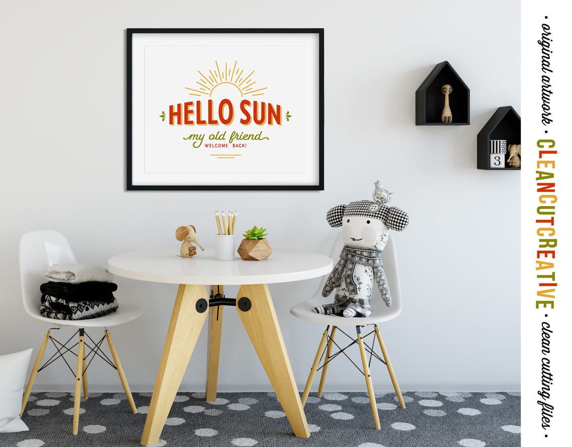 Hello Sun Spring SVG Spring Design - Svg Rustic Farmhouse Style Shadow ...
