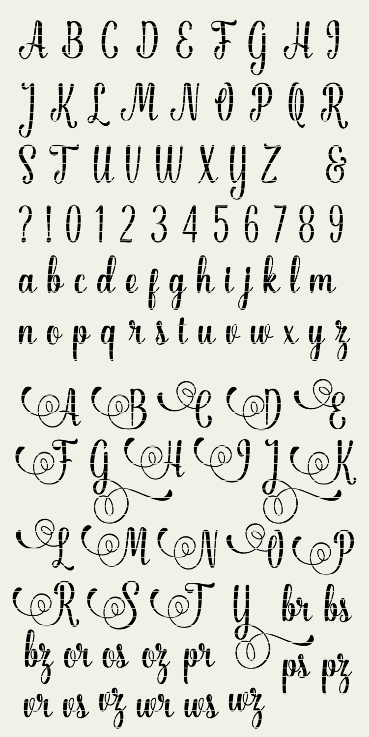 Full Alphabet SVG Fonts Cutfile Fancy Script Cricut Font DXF - Etsy