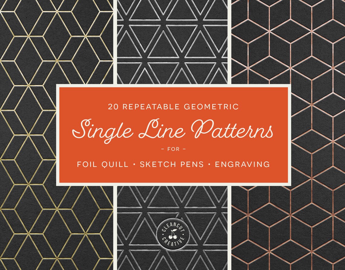 SVG Foil Quill Designs 20 Geometric Single Line Patterns BUNDLE for ...