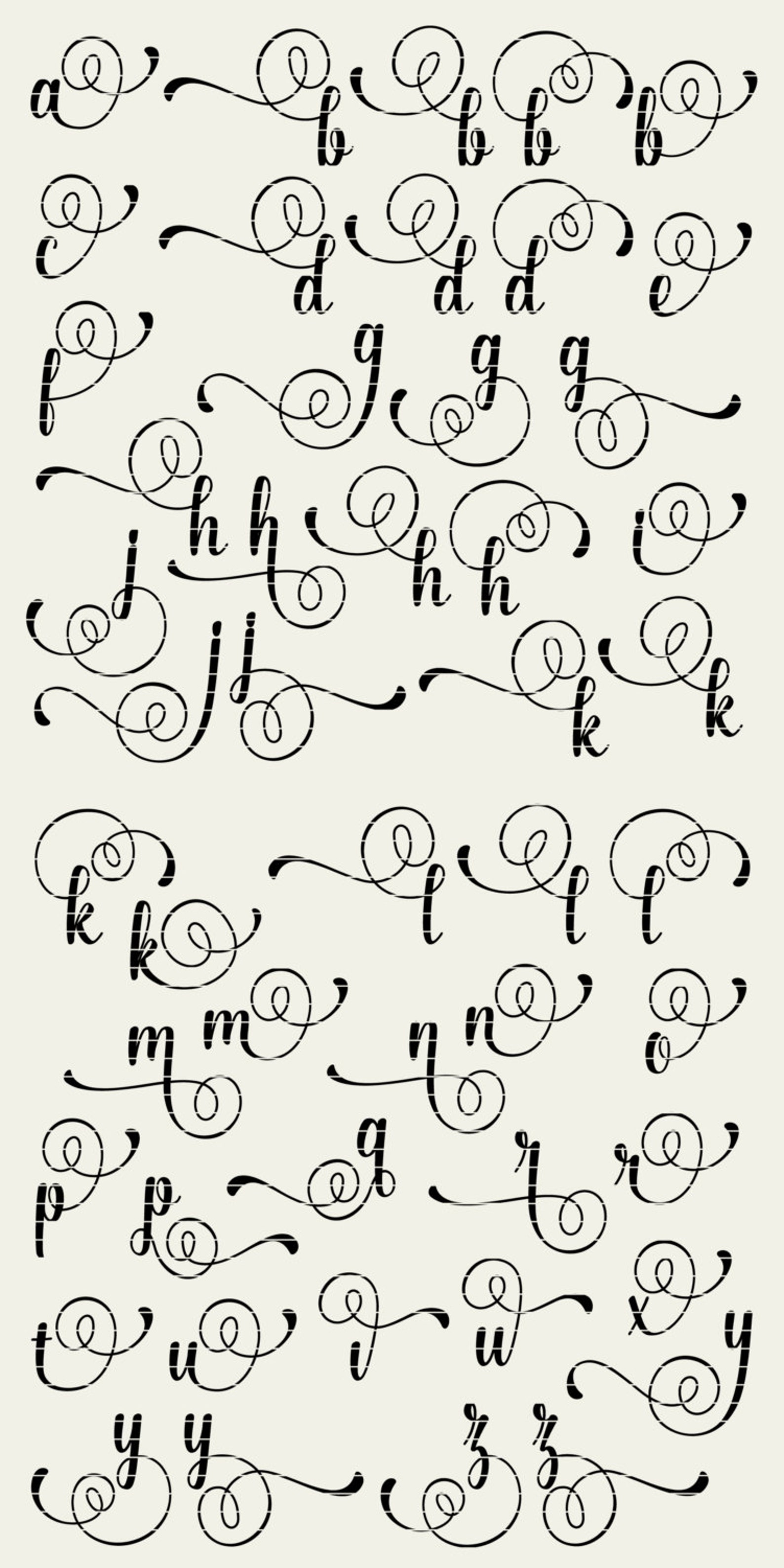 Full Alphabet SVG Fonts Cutfile Fancy Script Cricut Font DXF EPS ...