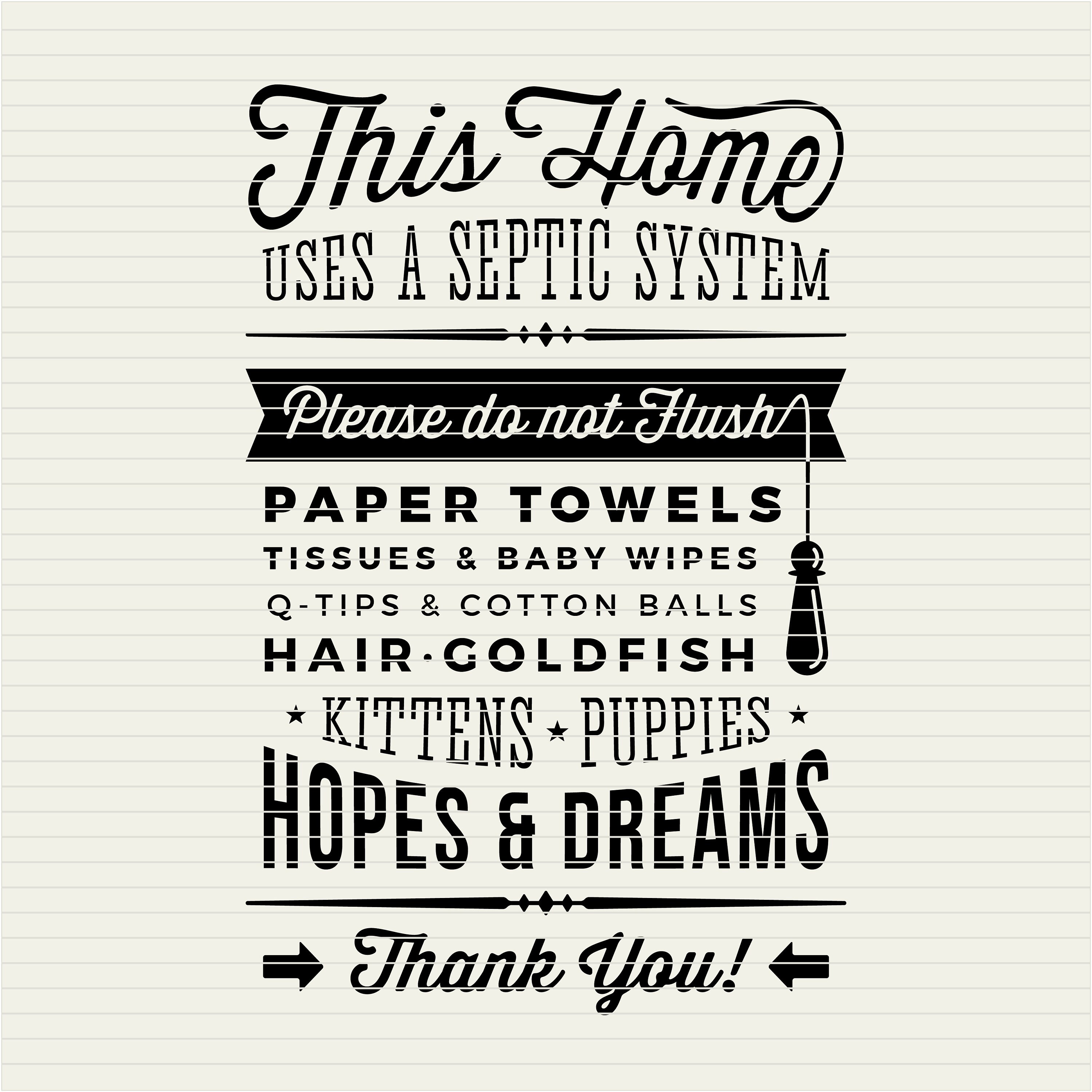 SVG Bathroom Sign Septic System - Do Not Flush Hopes & Dreams Svg ...