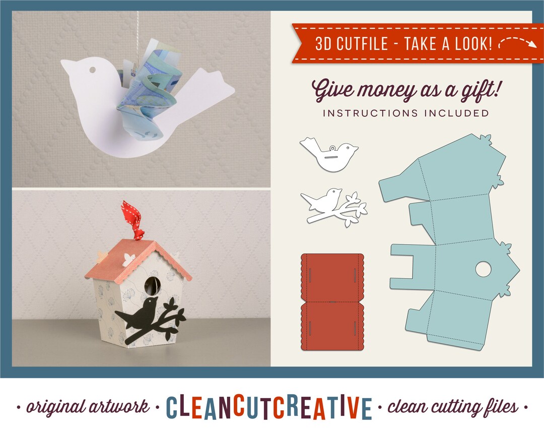 SVG Give Money as a Gift Cash SVG Money Bird Birdhouse 3D Giftcard Cash ...