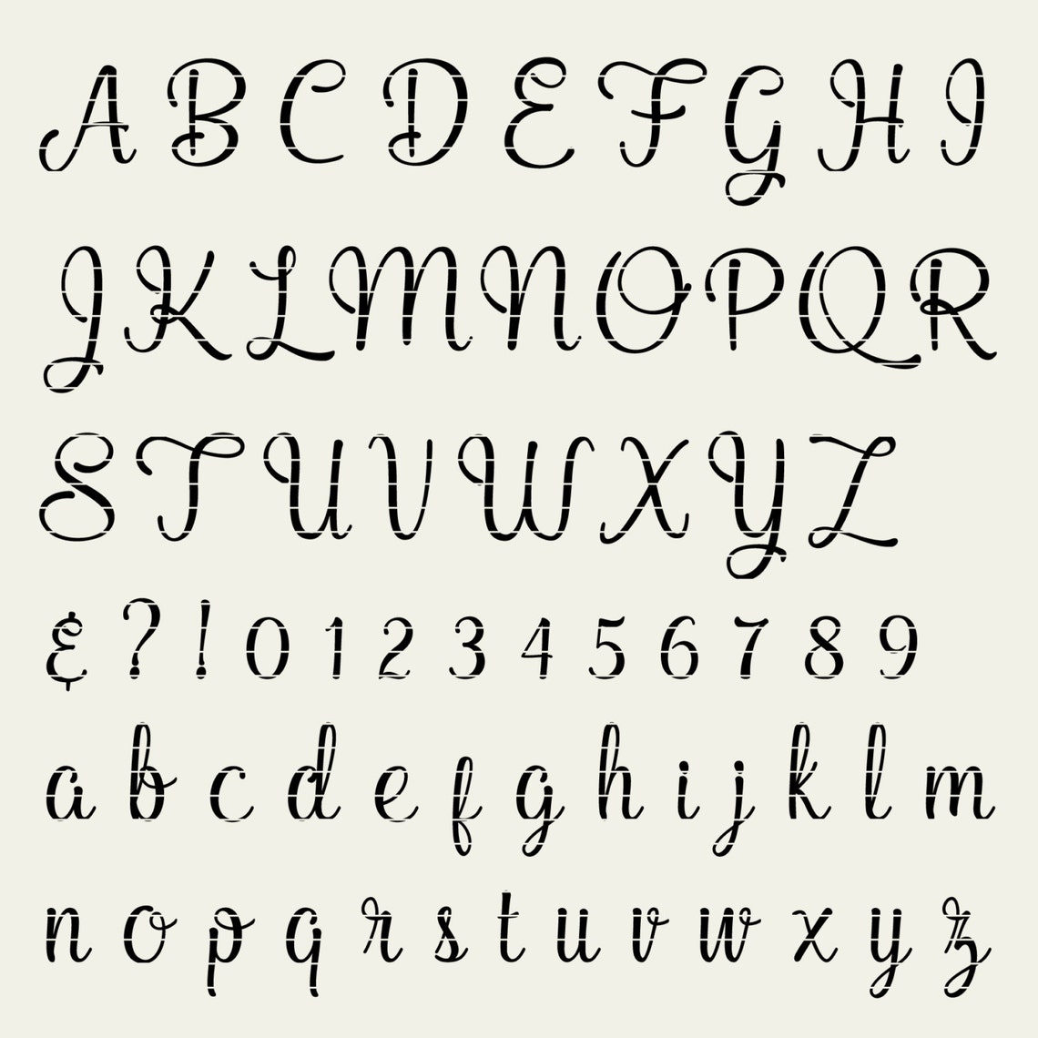 Full Alphabet SVG Fonts Cutfile Elegant Swash Script Cricut - Etsy