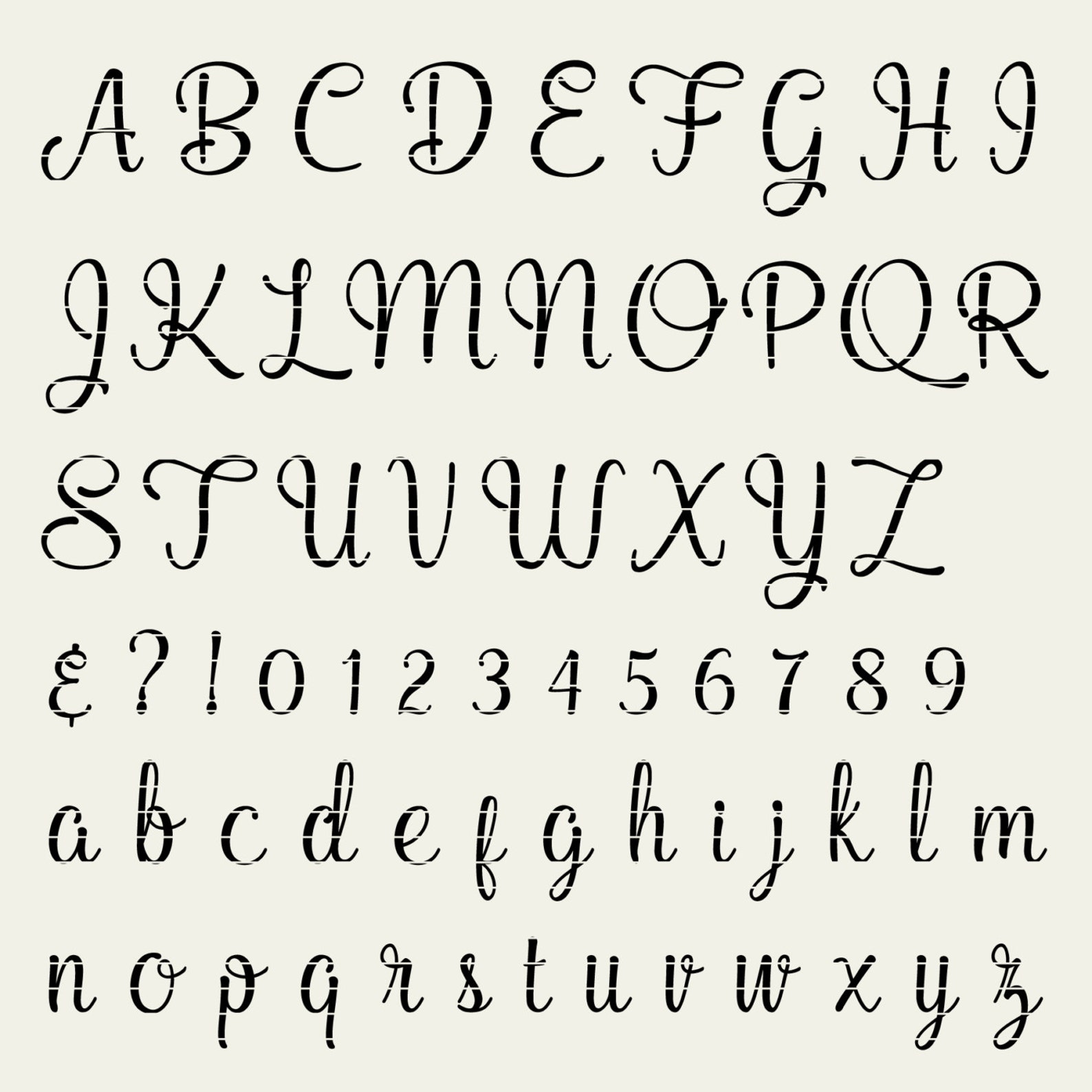 Full Alphabet SVG Fonts Cutfile Elegant Swash Script Cricut - Etsy