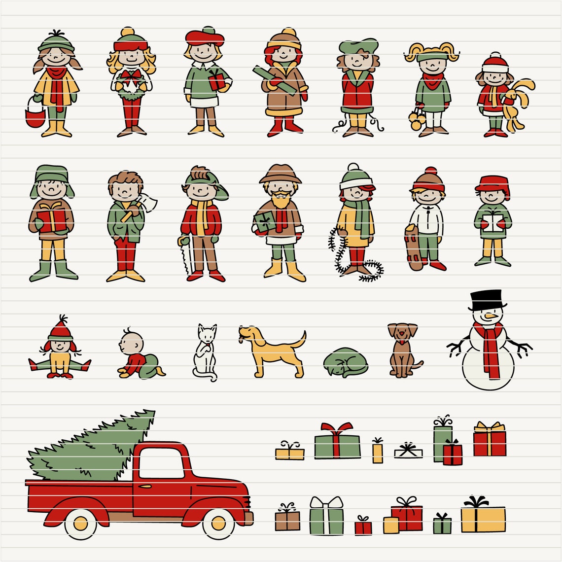 SVG Christmas Family Characters SVG Cute Christmas People Svg Truck ...