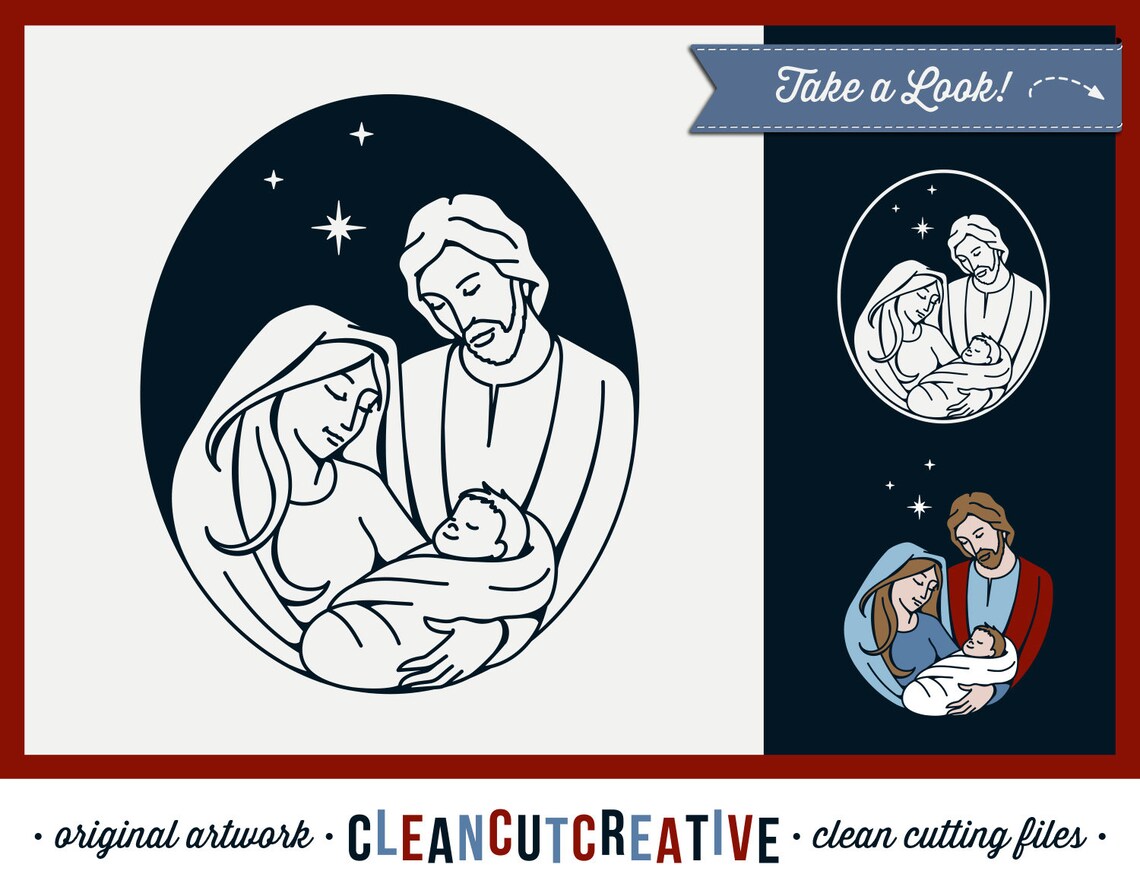 SVG Nativity Svg Baby Jesus Mary Joseph Svg Holy Family Svg | Etsy
