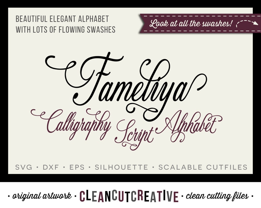 Full Alphabet SVG Fonts Cutfile - Beautiful Elegant Calligraphy Script ...