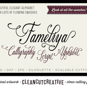 Full Alphabet SVG Fonts Cutfile - Beautiful Elegant Calligraphy Script ...