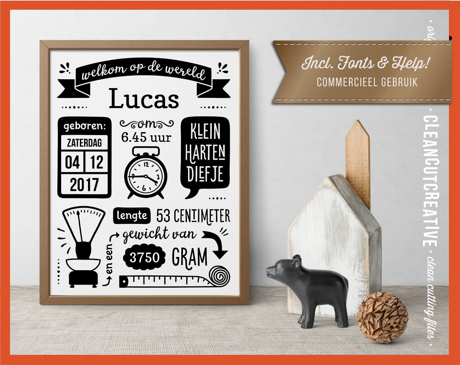 SVG Geboorte Feiten Sjabloon - NL Editie Baby Bord - Birth Stats ...