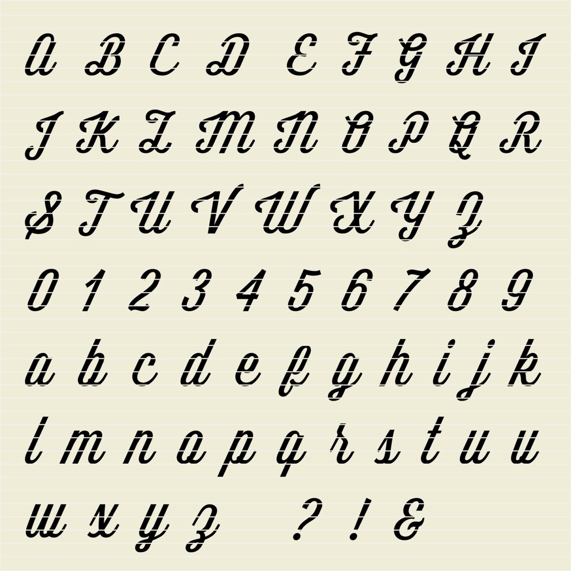 Full Alphabet SVG Fonts Cutfile Clean Retro Swash Cricut - Etsy