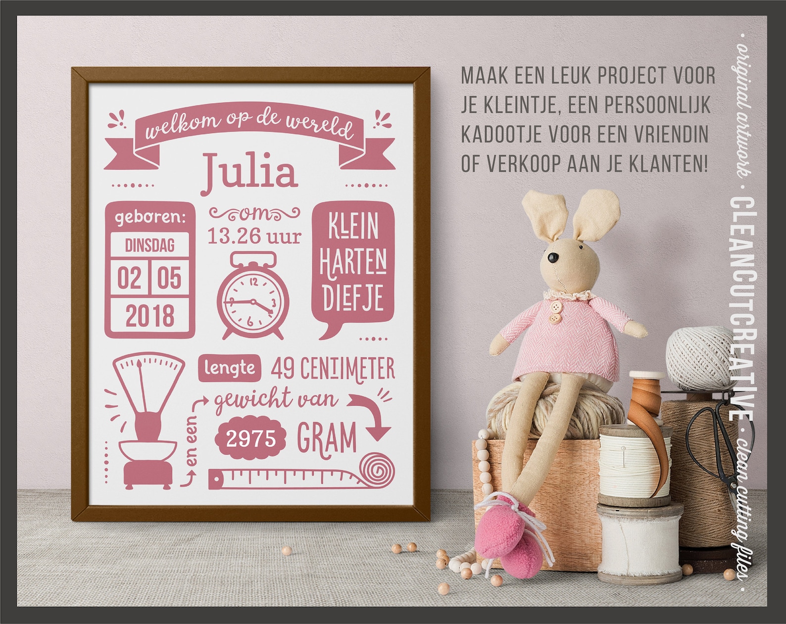 SVG Geboorte Feiten Sjabloon - NL Editie Baby Bord - Birth Stats ...