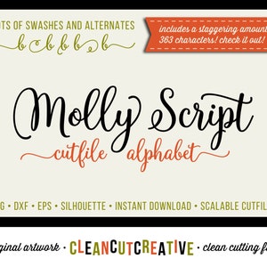 Molly Script Full Alphabet SVG Fonts Cutfile - Gorgeous Multiple ...