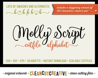 Full Alphabet SVG Fonts Cutfile Fancy Curls Cricut Font DXF EPS ...