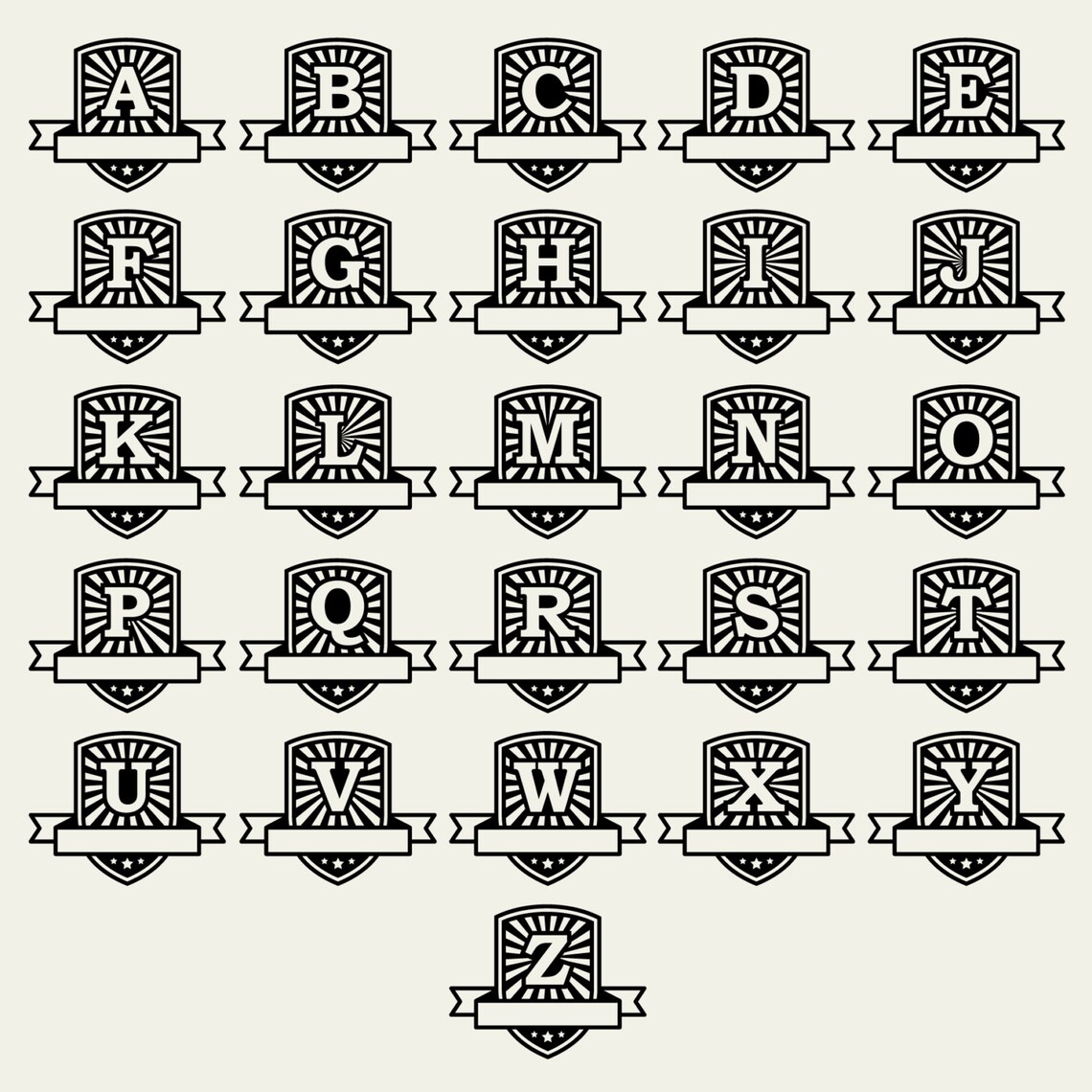 Retro Monogram Badge DXF EPS SVG Monogram Font Svg Split - Etsy