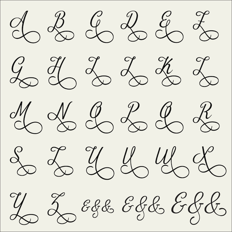 Elegant Script SVG Monogram Fonts Dxf Eps Swash Wedding | Etsy