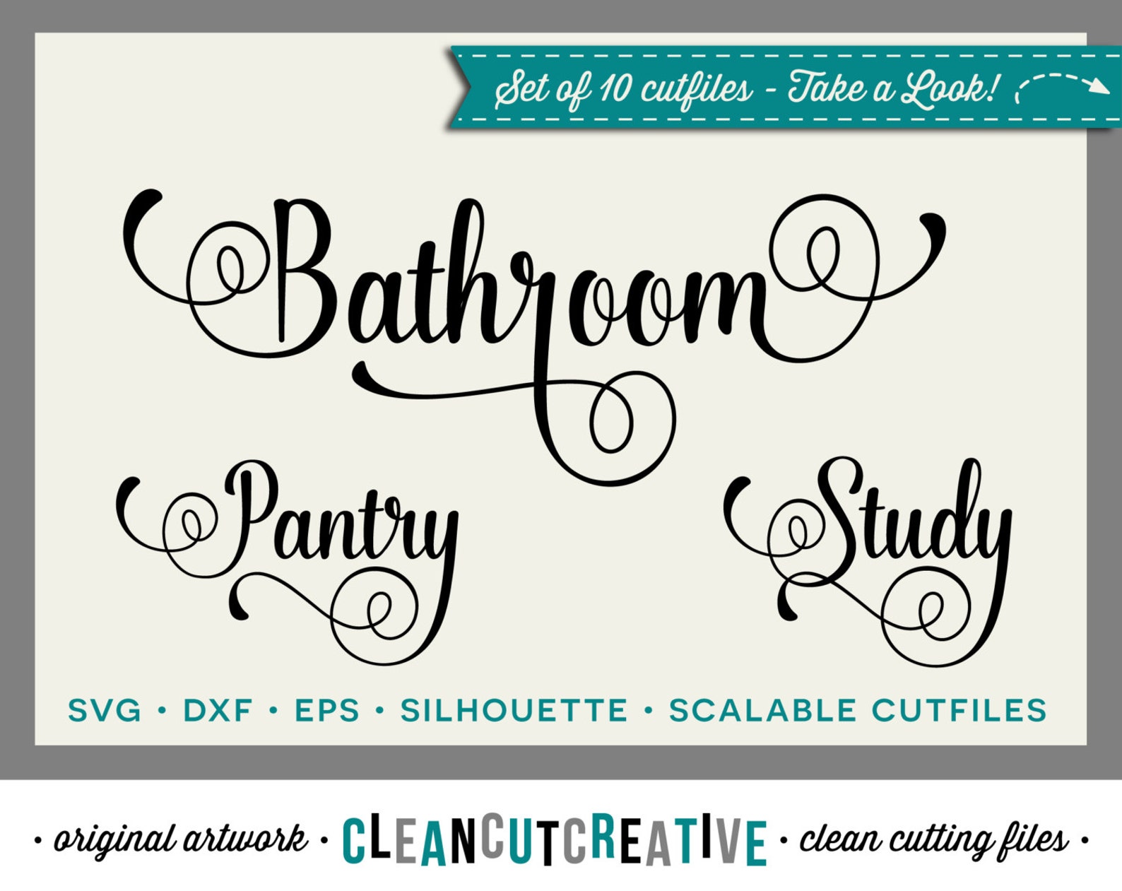 Set of 10 Home Door Signs/room Wall Decals - SVG DXF EPS - Pantry Study ...