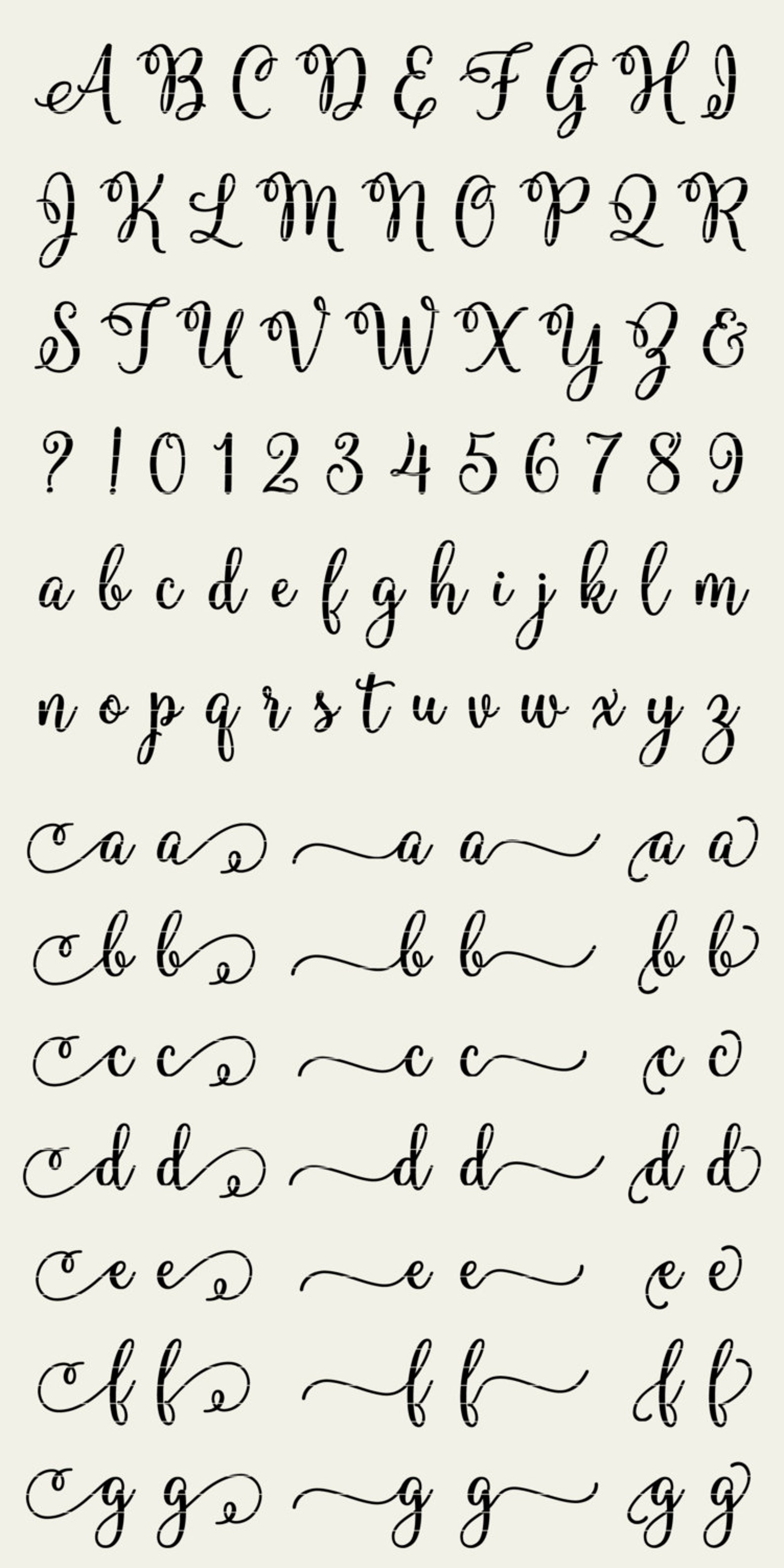 Molly Script Full Alphabet SVG Fonts Cutfile - Gorgeous Multiple ...