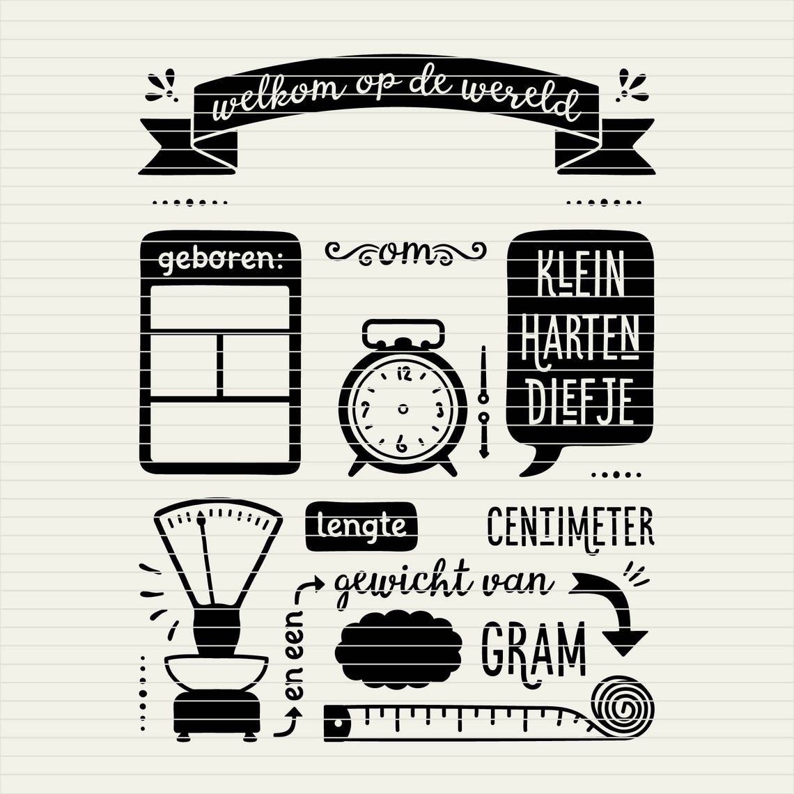SVG Geboorte Feiten Sjabloon NL Editie Baby Bord Birth - Etsy