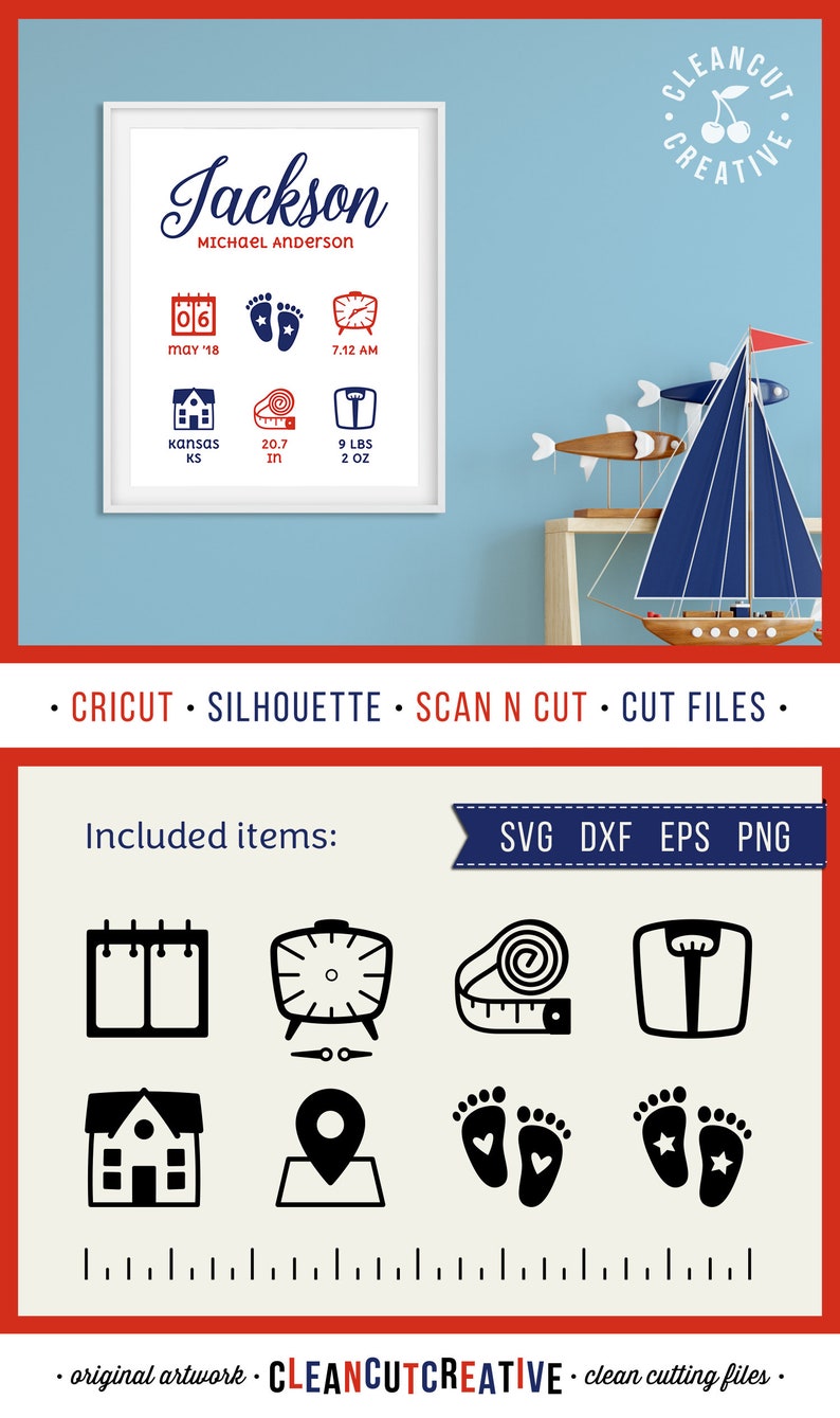 SVG Birth Stats Ruler svg Baby Stats svg Icon Elements svg | Etsy